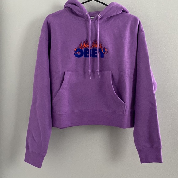 Obey | Sweaters | Nwt Cropped Hoodie Obey Brand | Poshmark